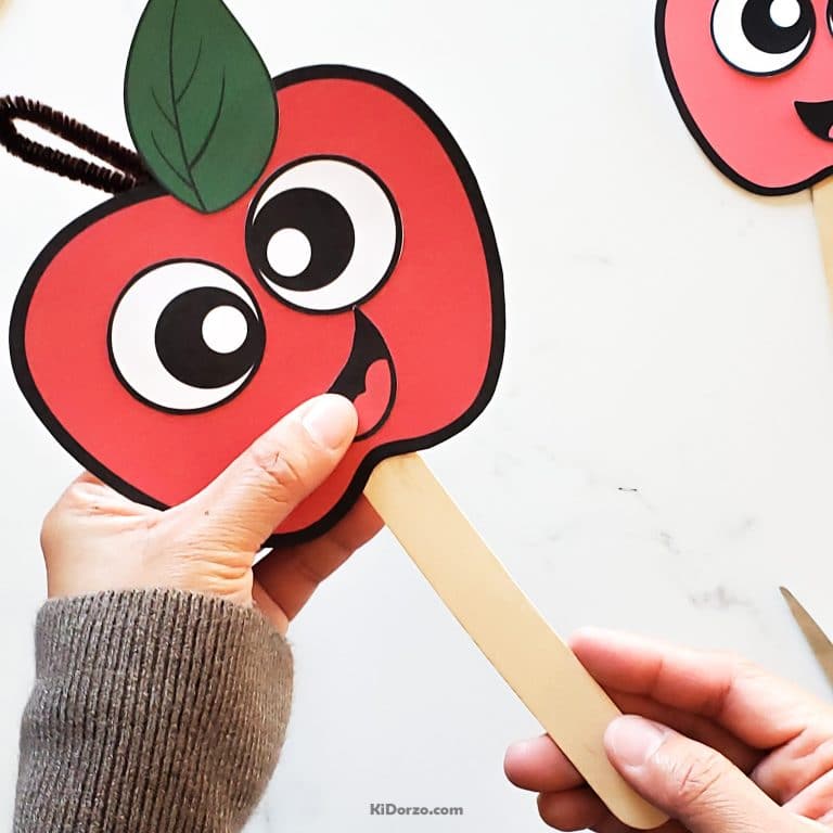 Fun Letter A Apple Craft - Popsicle Stick Puppet | KiDorzo