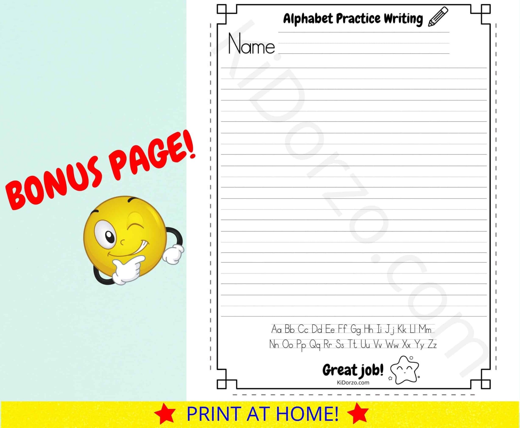 52 Alphabet Tracing Worksheet with a BONUS Writing Sheet