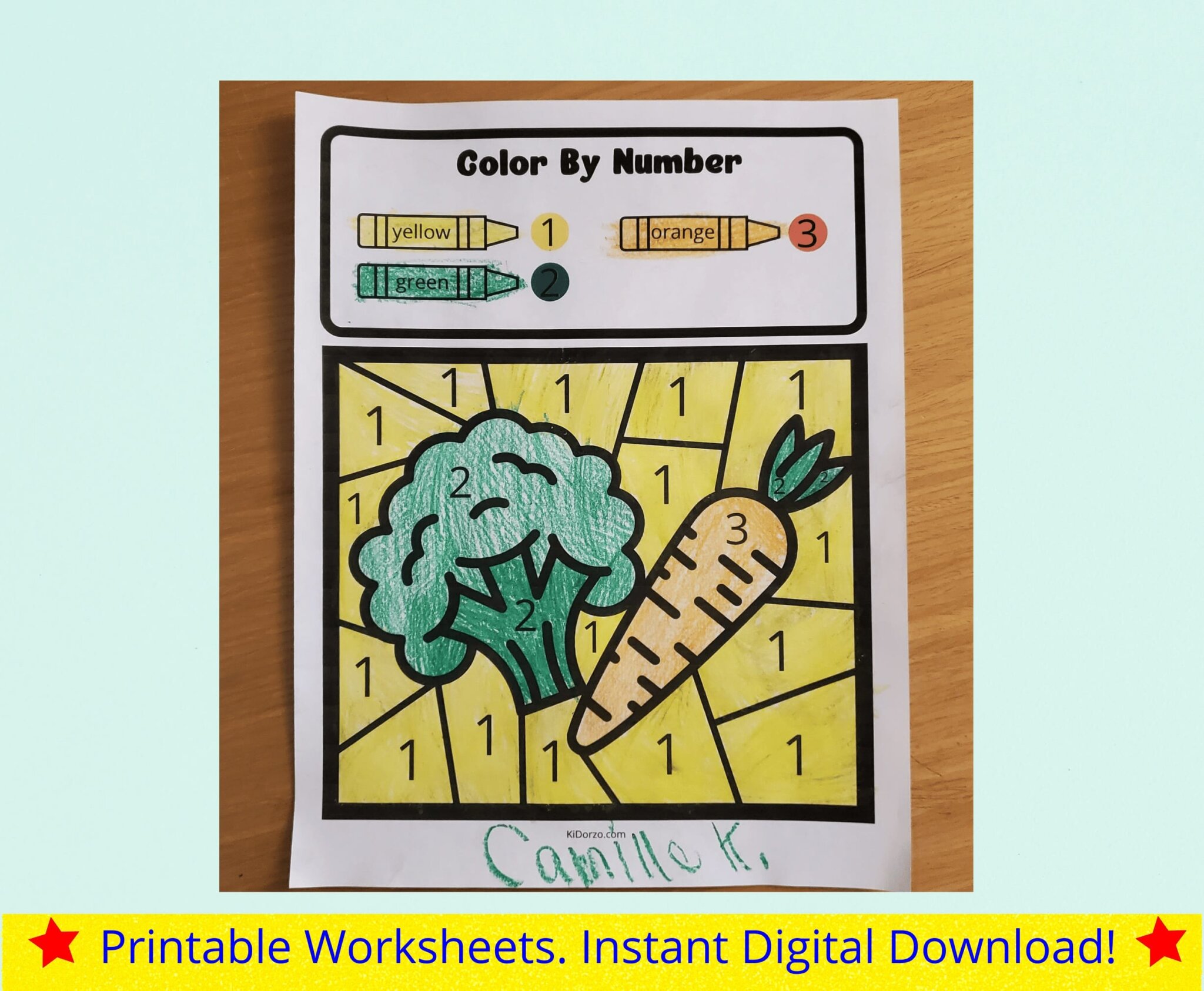 Color By Number Food Theme Printable Coloring Pages for Kids